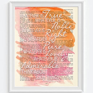 Vintage Bible Page Verse Scripture - Philippians 4:8 - Whatever is True ...