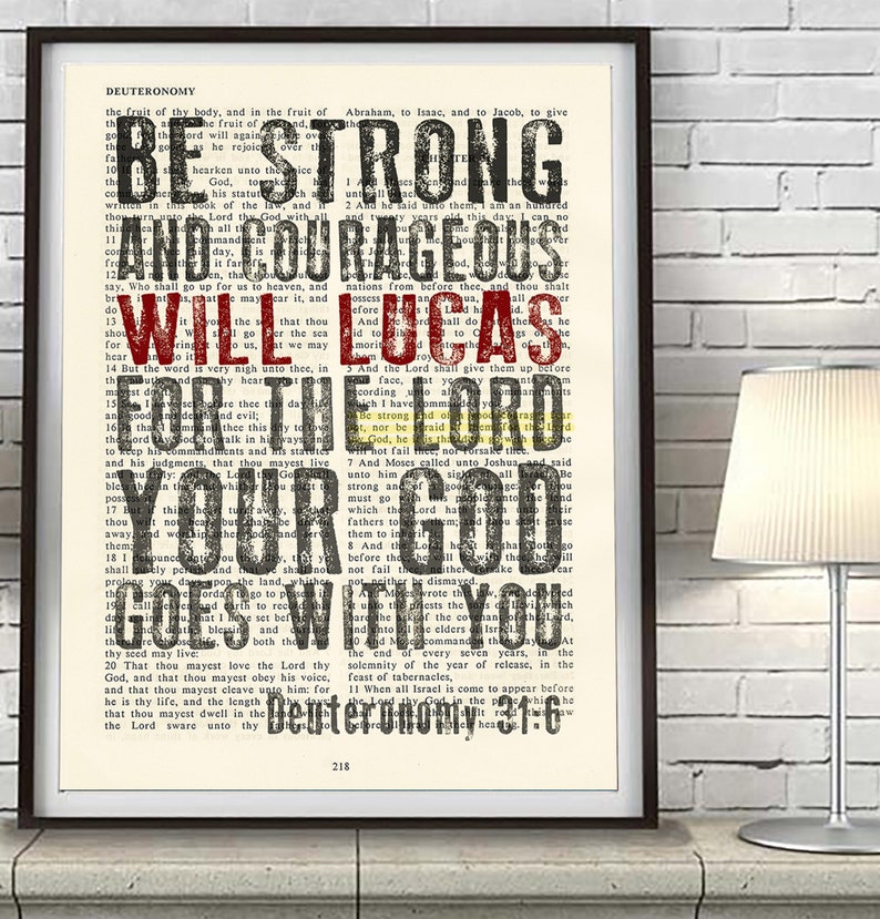 Personalized Vintage Bible Verse Scripture ART PRINT of Canvas-be ...