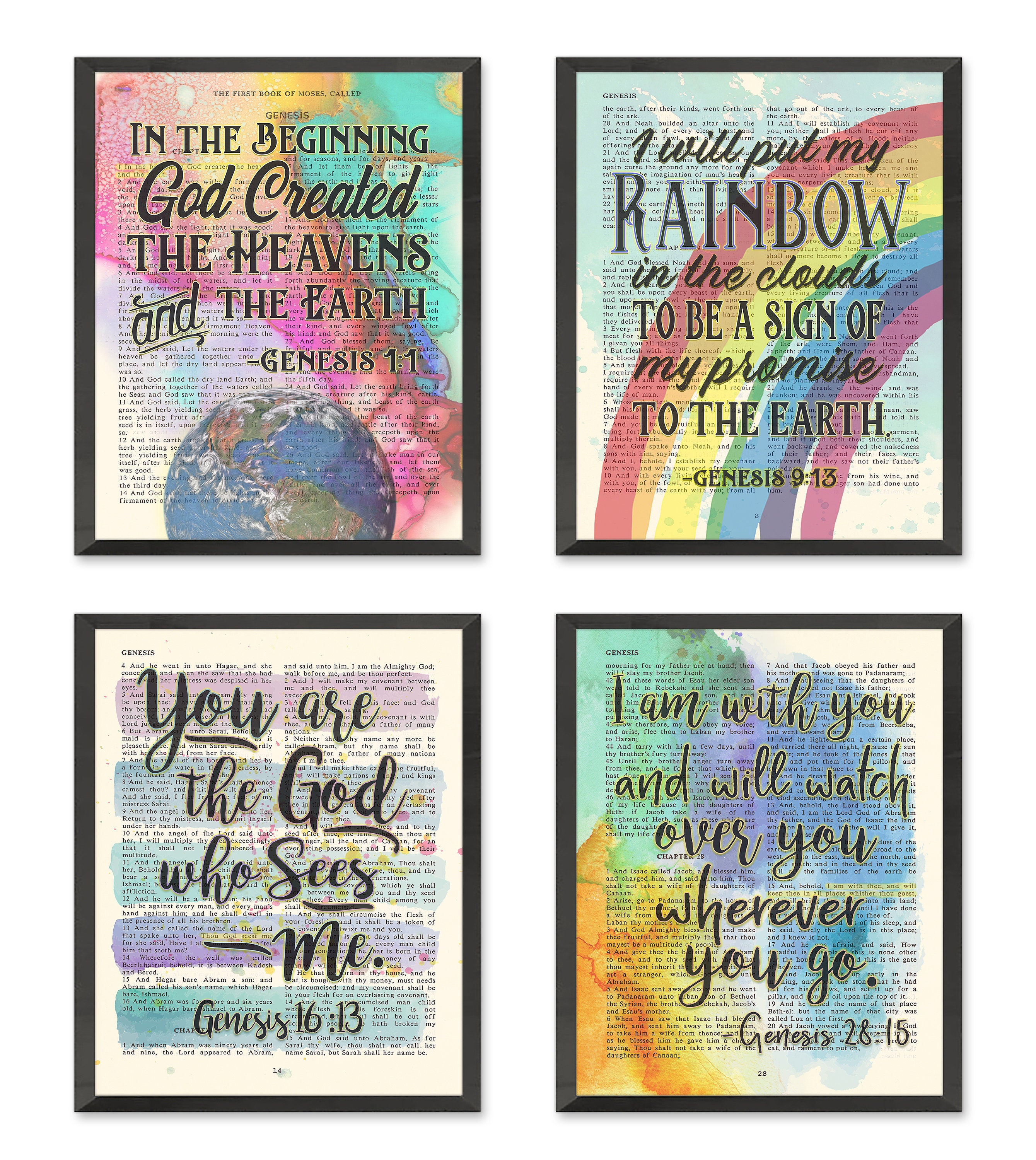 Genesis Bible Verse Art Prints Set of 4 UNFRAMED Christian - Etsy