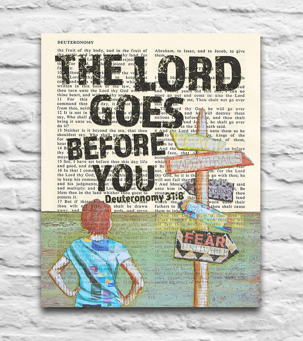 The Lord Goes Before You Deuteronomy 31:8 Vintage Bible Page | Etsy
