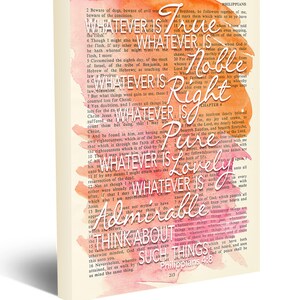 Vintage Bible Page Verse Scripture - Philippians 4:8 - Whatever is True ...