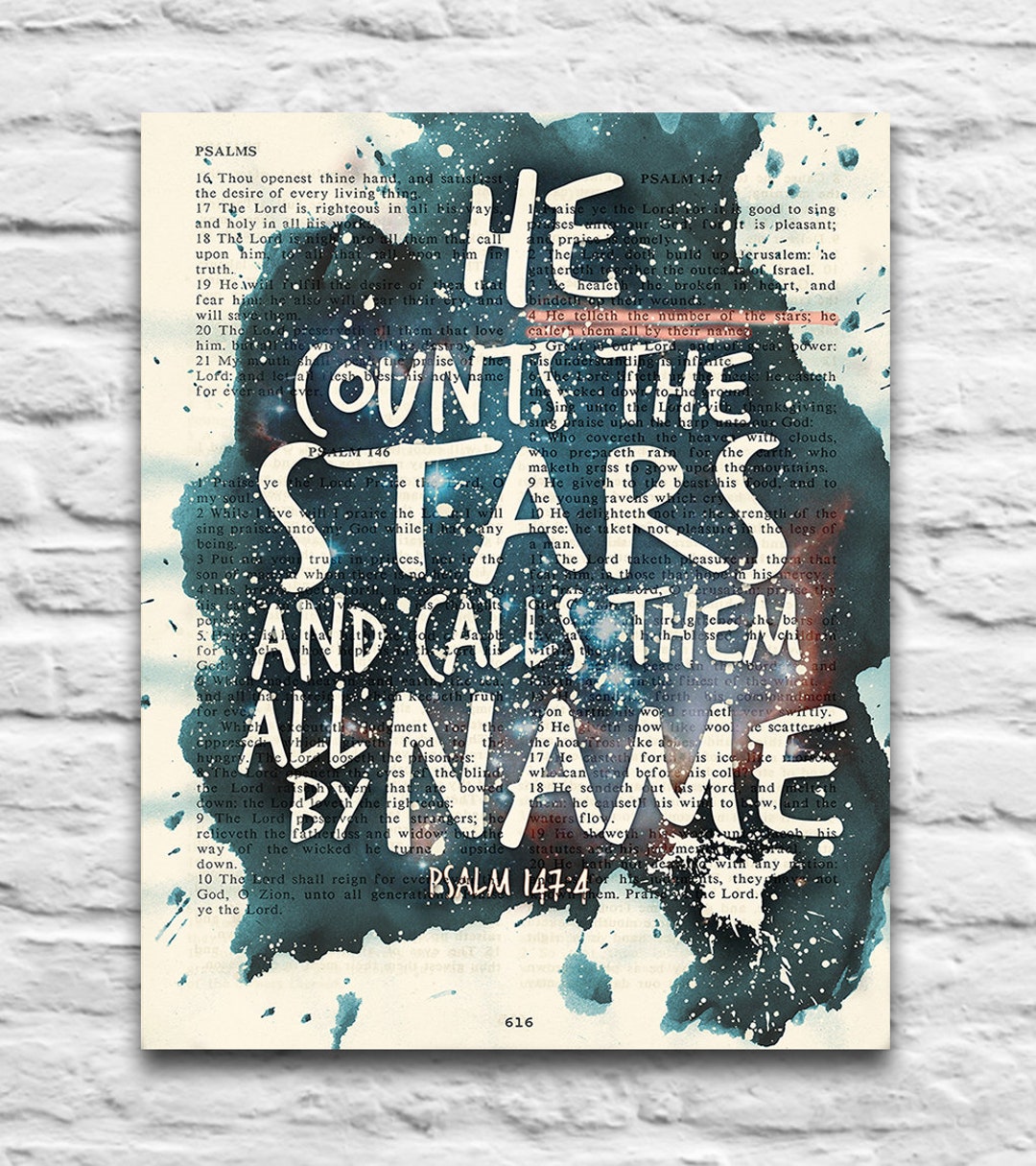 Psalm 147:4 - He Counts the Stars and Calls Them All by Name- Vintage ...