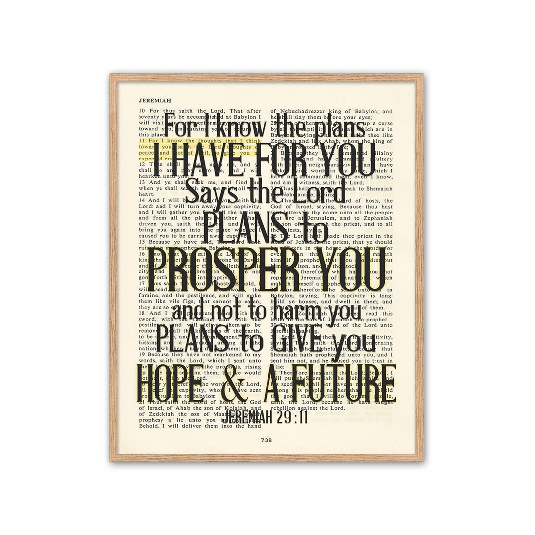 For I Know the Plans - Jeremiah 29:11 ART PRINT or CANVAS, Vintage ...