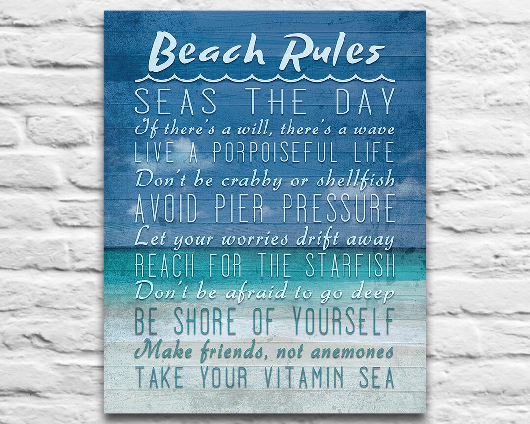 Beach Rules - Instant DIGITAL DOWNLOAD, Nautical Sea Ocean Wall Art ...