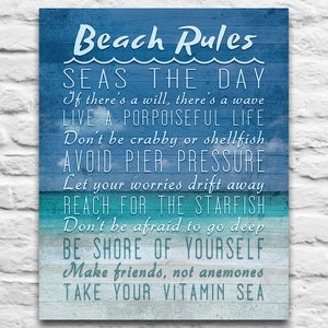 Beach Rules - Instant DIGITAL DOWNLOAD, Nautical Sea Ocean Wall Art ...