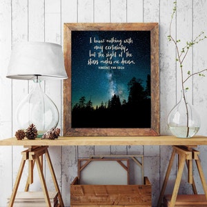 Van Gogh Starry Night Quote Print, Inspirational Wall Art - Etsy
