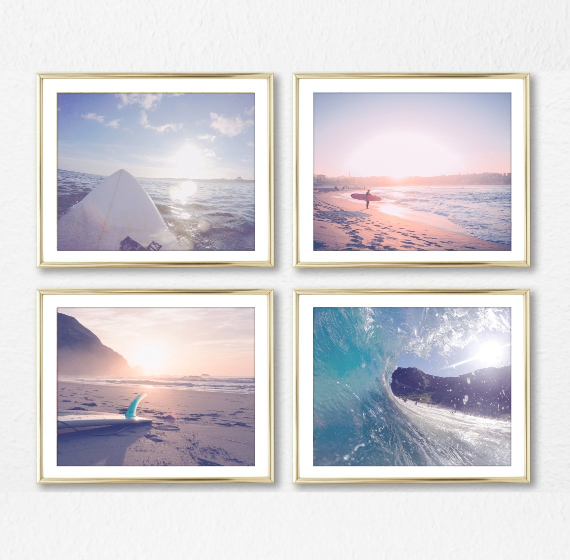 Surfing Photography Prints Set of 4 UNFRAMED beach art | Etsy