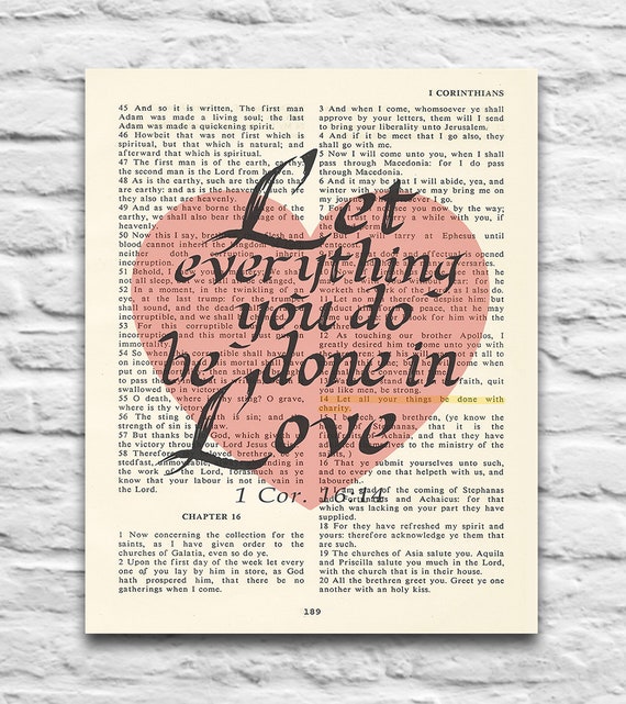 1 Corinthians 16:14 Let Everything You Do Be Done in Love | Etsy