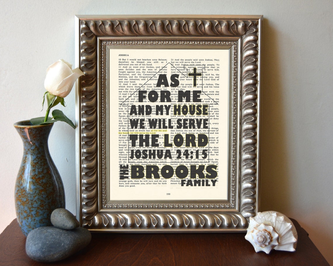 Personalized Vintage Bible Verse Scripture ART PRINT of CANVAS- as for ...