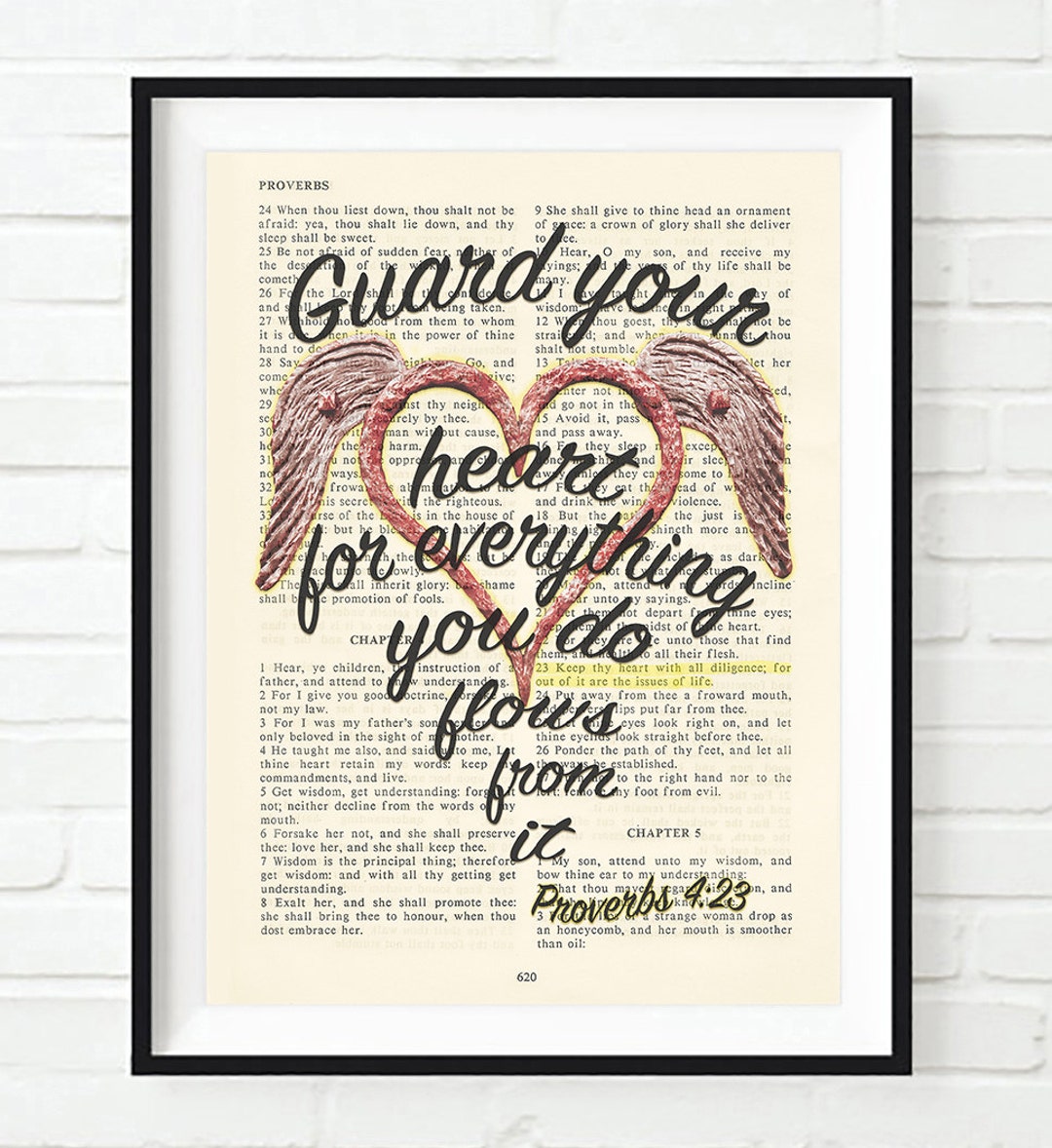 Vintage Bible Page Verse - Guard Your Heart for Everything You Do Flows ...