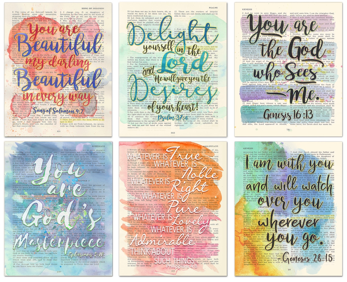 Watercolor Bible Verse Art Prints Set of 6 UNFRAMED - Etsy