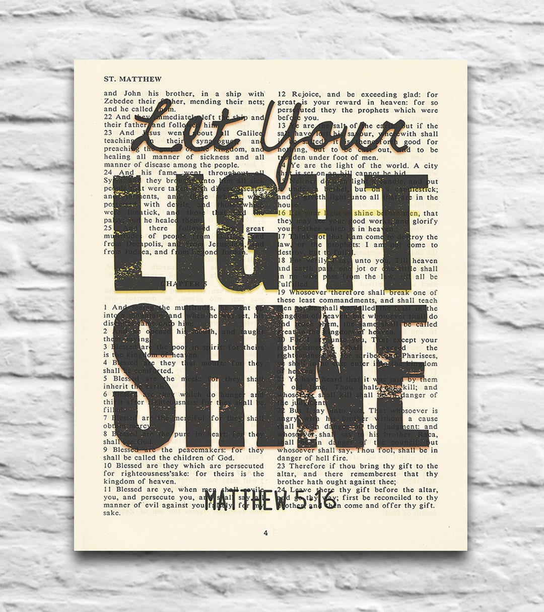 Matthew 5:16 - Let Your Light Shine - Vintage Bible Page Printable ...