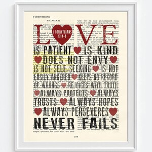 1 Corinthians 13:4-8 Love is Patient, Love is Kind - Vintage Bible Page ...