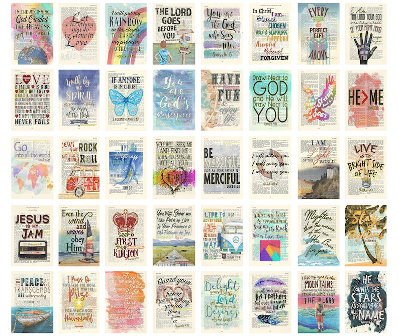 40 Piece Colorful Bible Page Verse Collage Kit Christian - Etsy