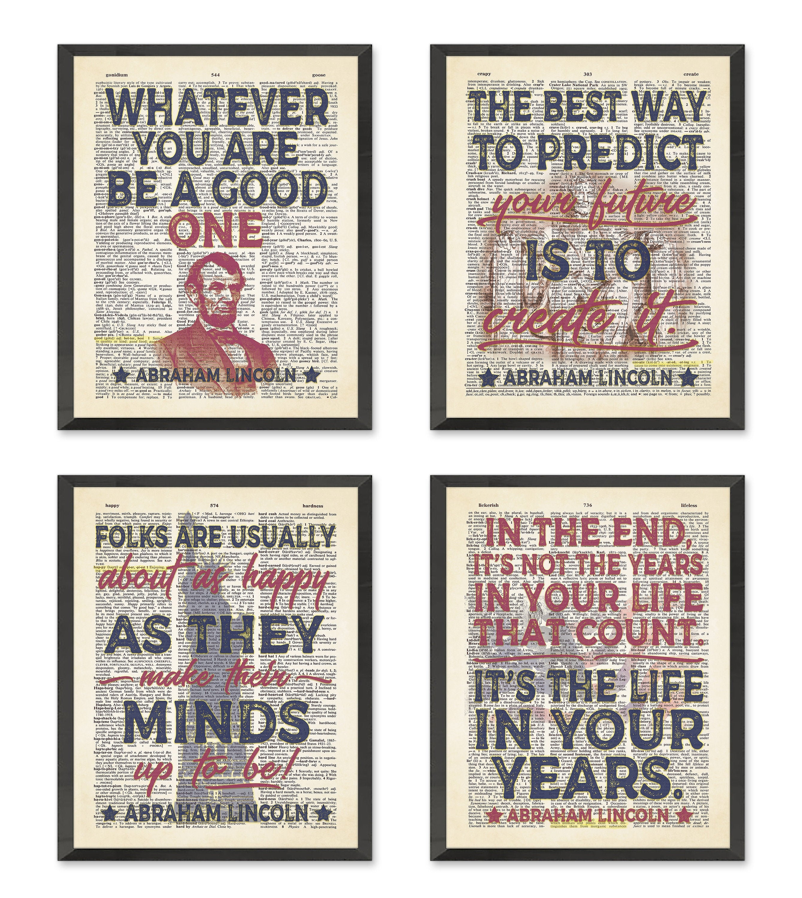 Abraham Lincoln Quote Art Prints Set of 4 UNFRAMED Vintage - Etsy