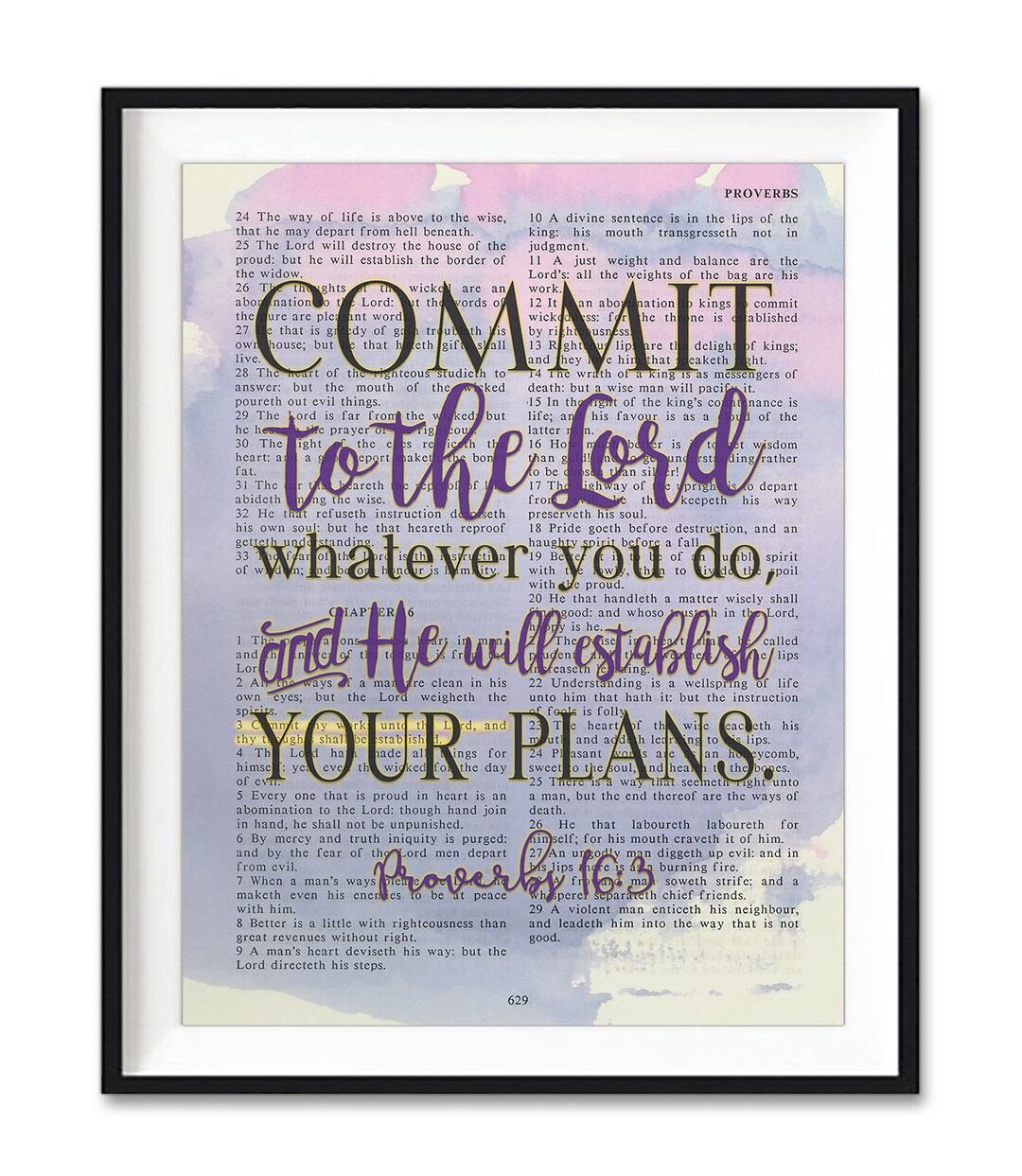 Vintage Bible Page Verse Scripture -commit to the Lord Whatever You Do ...
