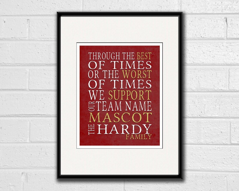 Customized/personalized your Team Colors & FAMILY Name Art - Etsy