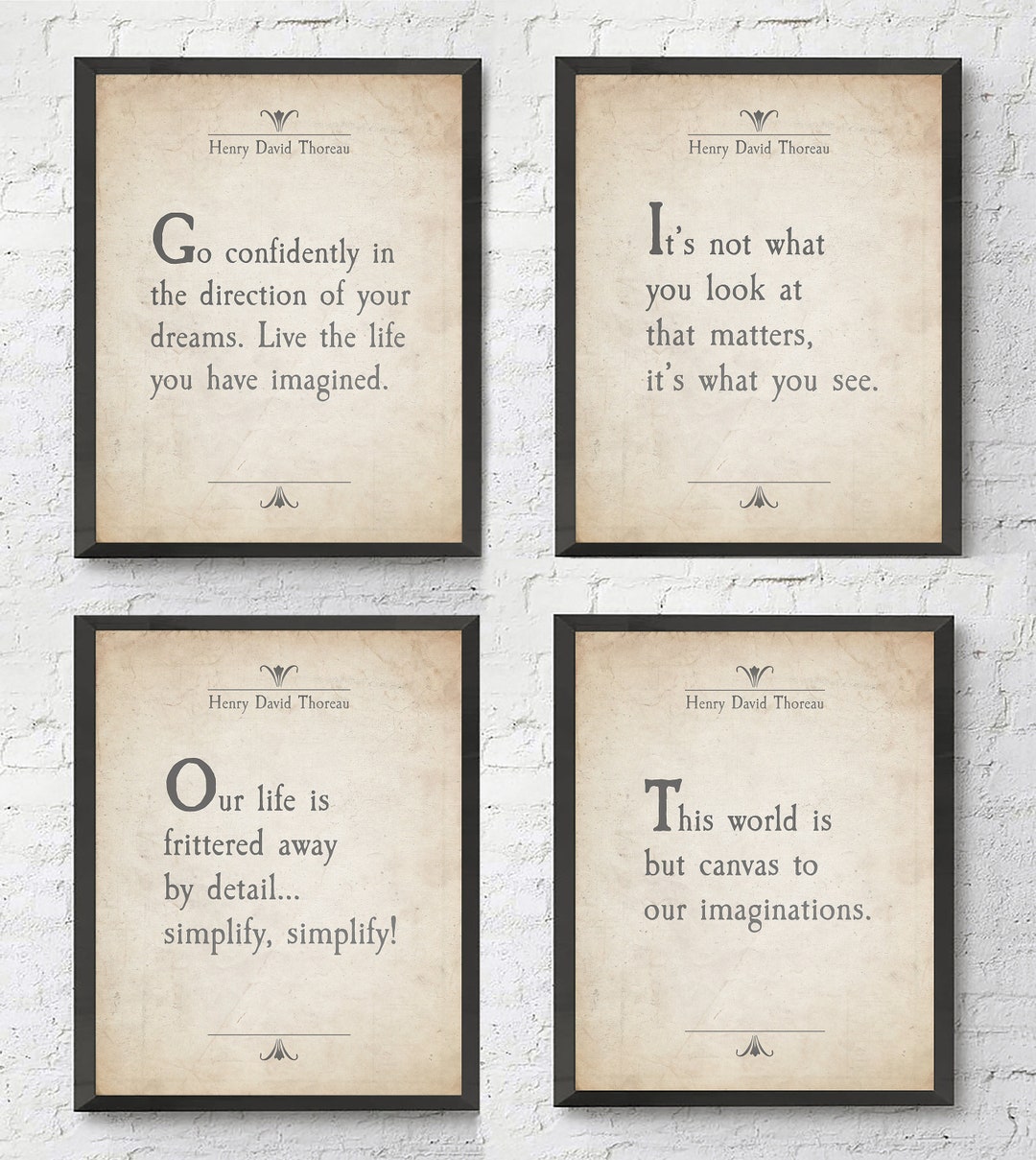 Henry David Thoreau Quotes ART PRINTS, Set of 4, UNFRAMED, Literary ...