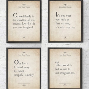 Henry David Thoreau Quotes ART PRINTS, Set of 4, UNFRAMED, Literary ...