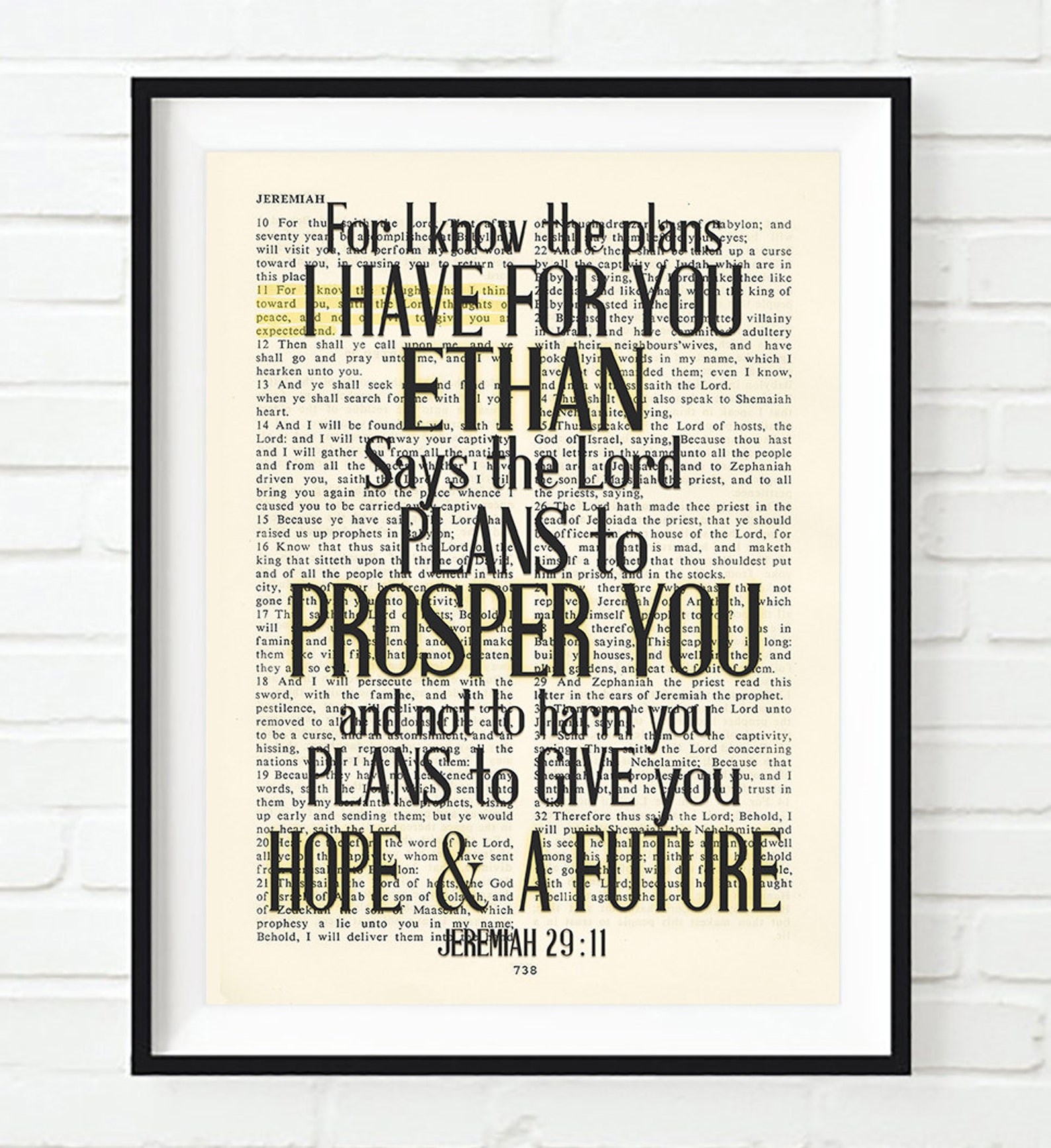 Personalized Vintage Bible Verse Scripture ART PRINT of - Etsy
