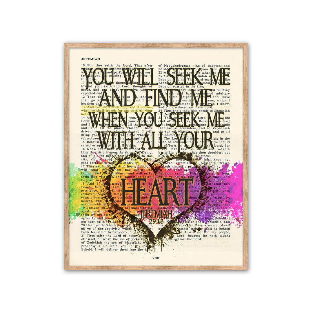 Seek Me With All Your Heart - Jeremiah 29:13 ART PRINT or CANVAS ...