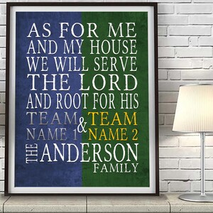 Custom Teams House Divided Art Print or Canvas, Personalized Family ...