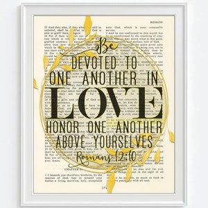 Vintage Bible Page Verse Scripture- Be Devoted to One Another in Love ...