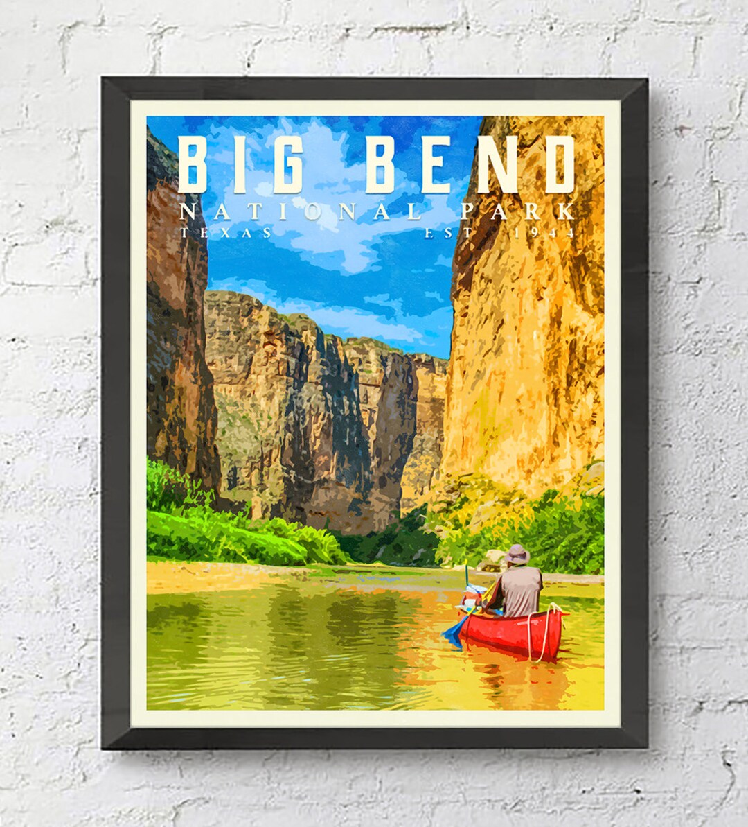 Big Bend National Park Texas Graphic Illustration Art Print or Canvas ...