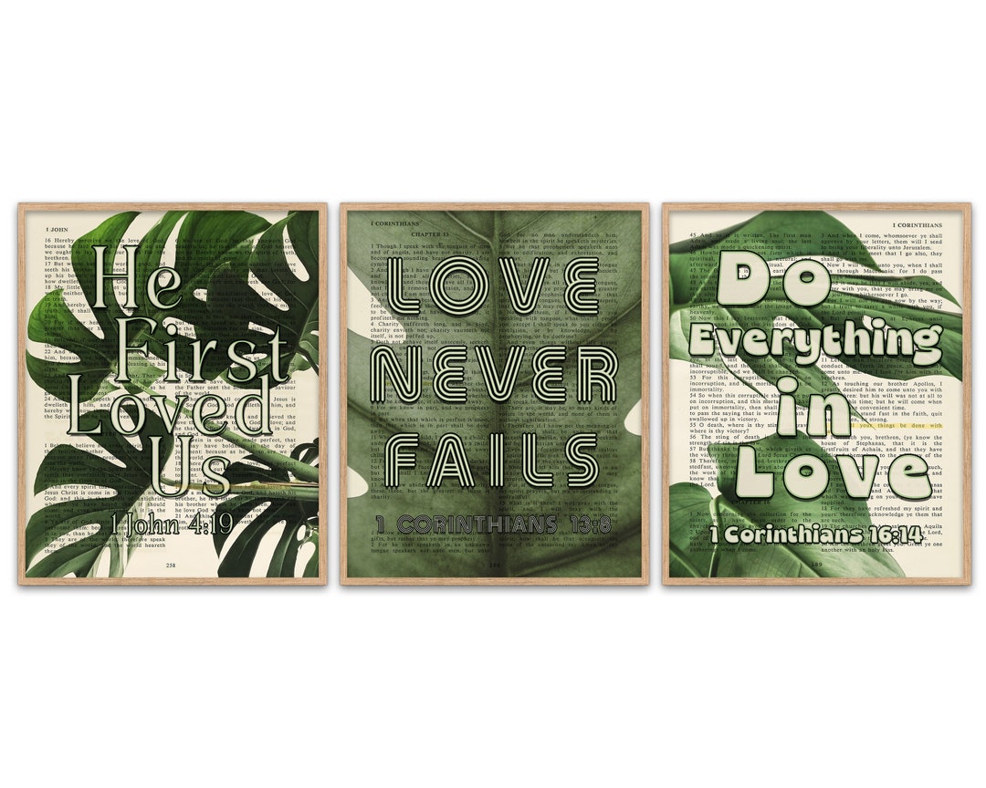 Boho Bible Verse Prints, Set of 3, Botanical Wall Art - Etsy