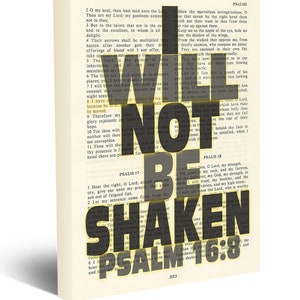 Vintage Bible Page Verse Scripture - I Will Not Be Shaken- Psalm 16:8 ...