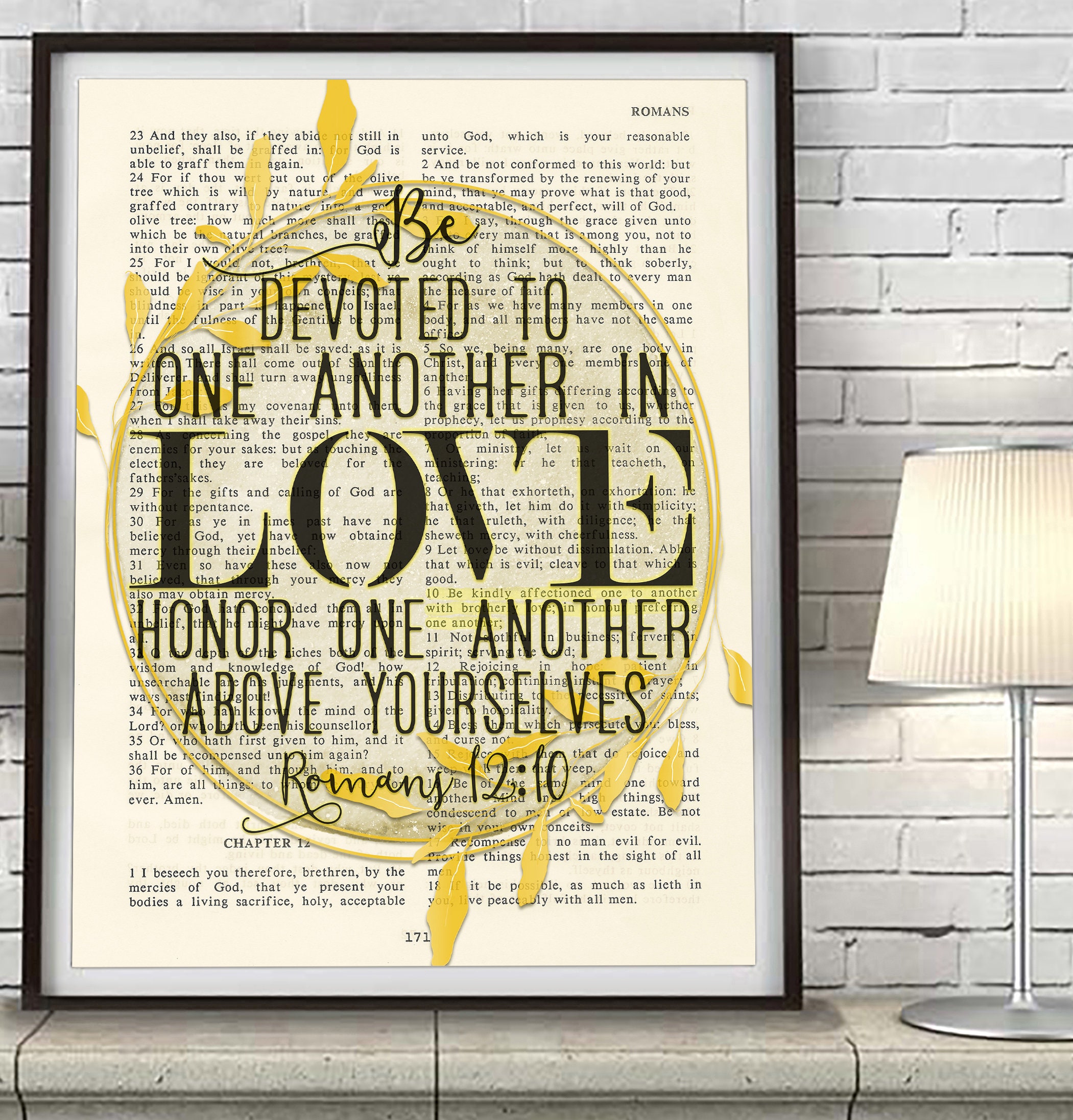 Vintage Bible Page Verse Scripture- Be Devoted to One Another in Love ...