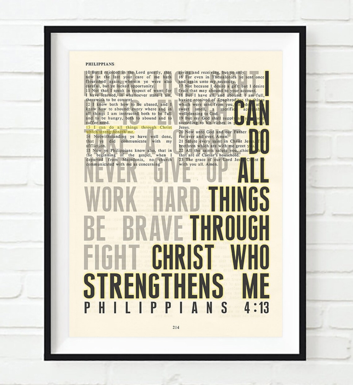 Philippians 4:13 Bible Verse Art Print - Christian Scripture Canvas - Etsy