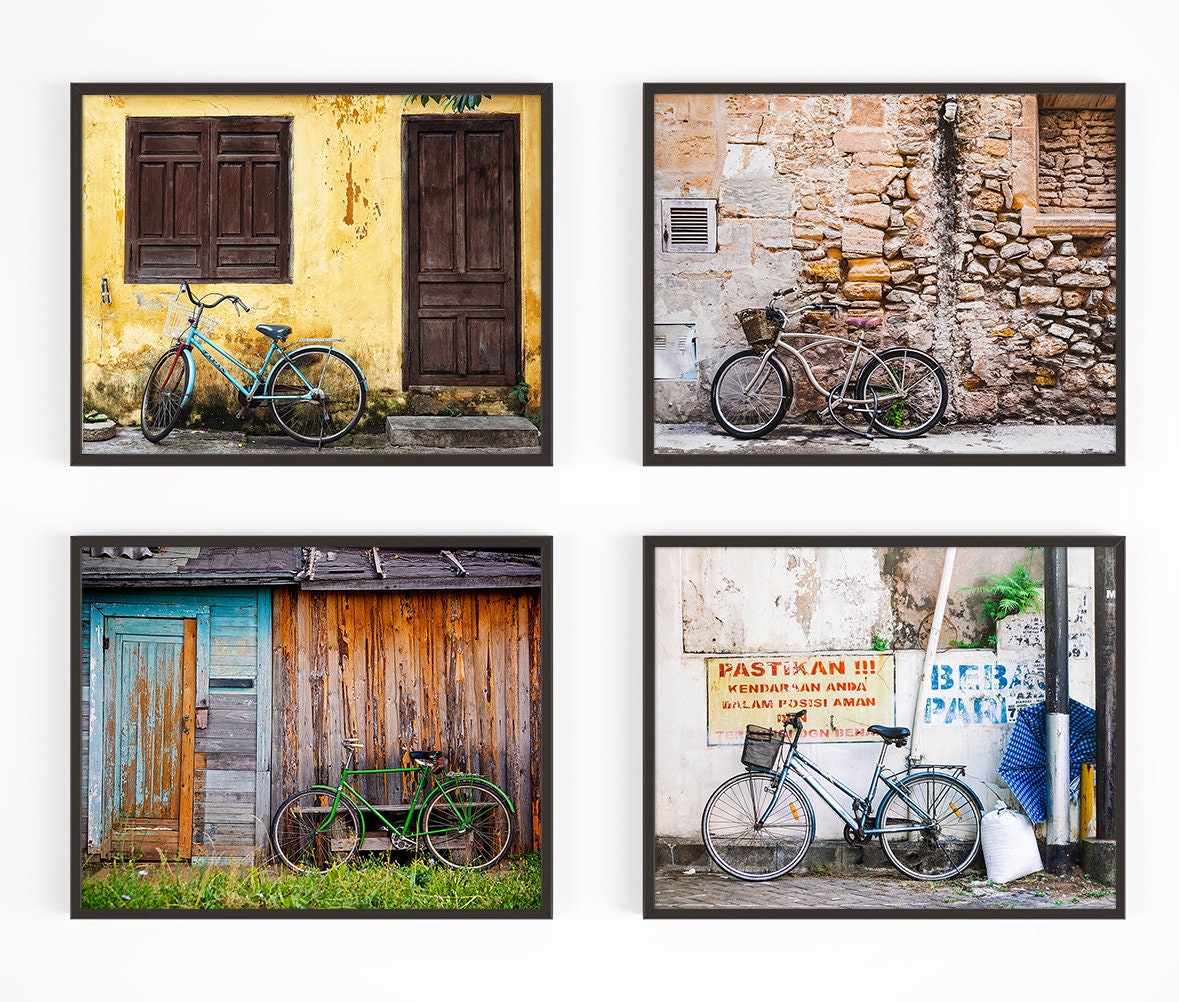 Bicycle Photography Prints, Set of 4, UNFRAMED, Biking, Cycling, Bike ...