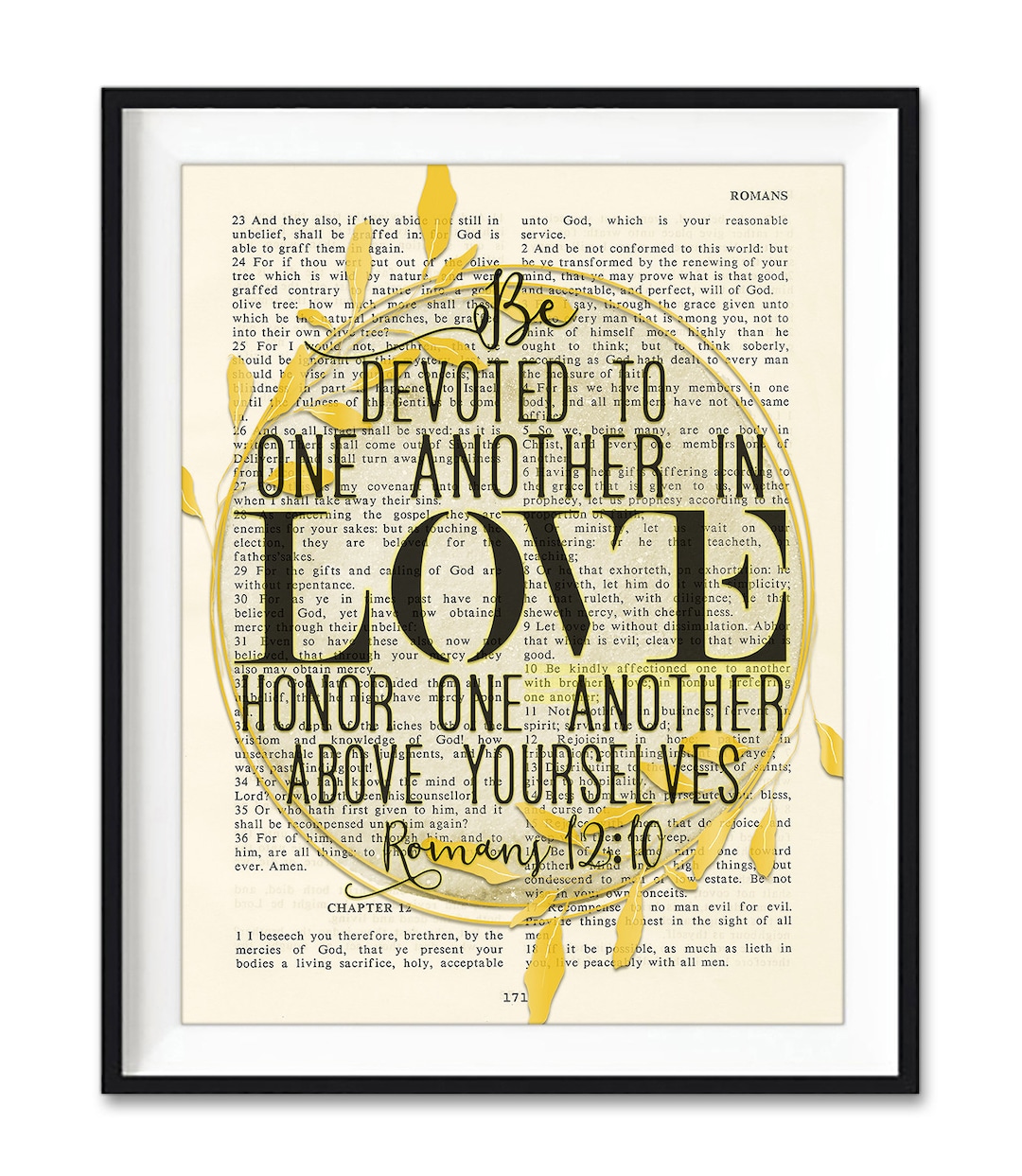Vintage Bible Page Verse Scripture- Be Devoted to One Another in Love ...