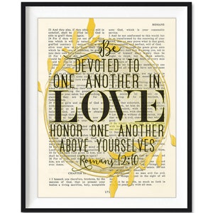 Vintage Bible Page Verse Scripture- Be Devoted to One Another in Love ...