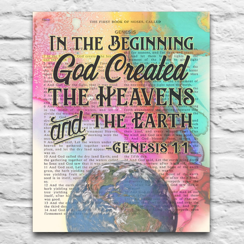 In the Beginning God Created the Heavens and the Earth - Etsy