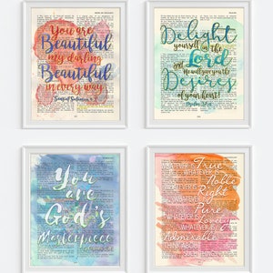 ANY 4 Bible Verse Art Prints, Set of 4, UNFRAMED, You Choose 4 Verses ...