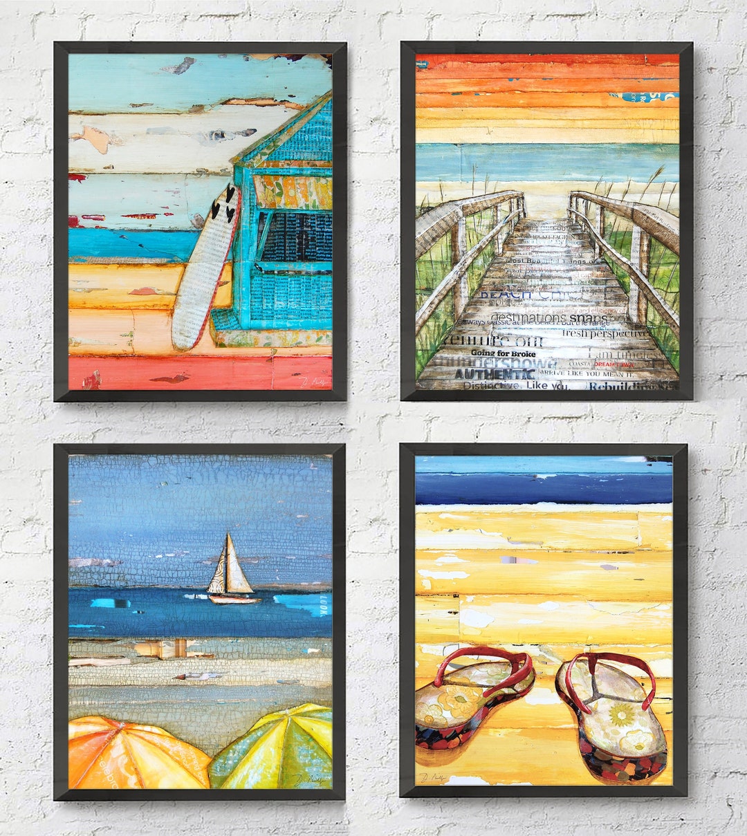 Coastal Nautical Beach Danny Phillips Reproduction Art Prints, Set of 4 ...