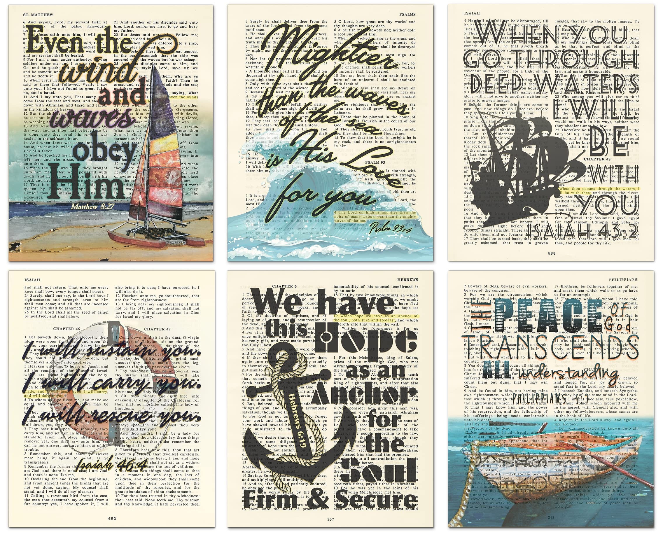 Nautical Bible Verse Art Prints Set of 6 UNFRAMED Christian - Etsy