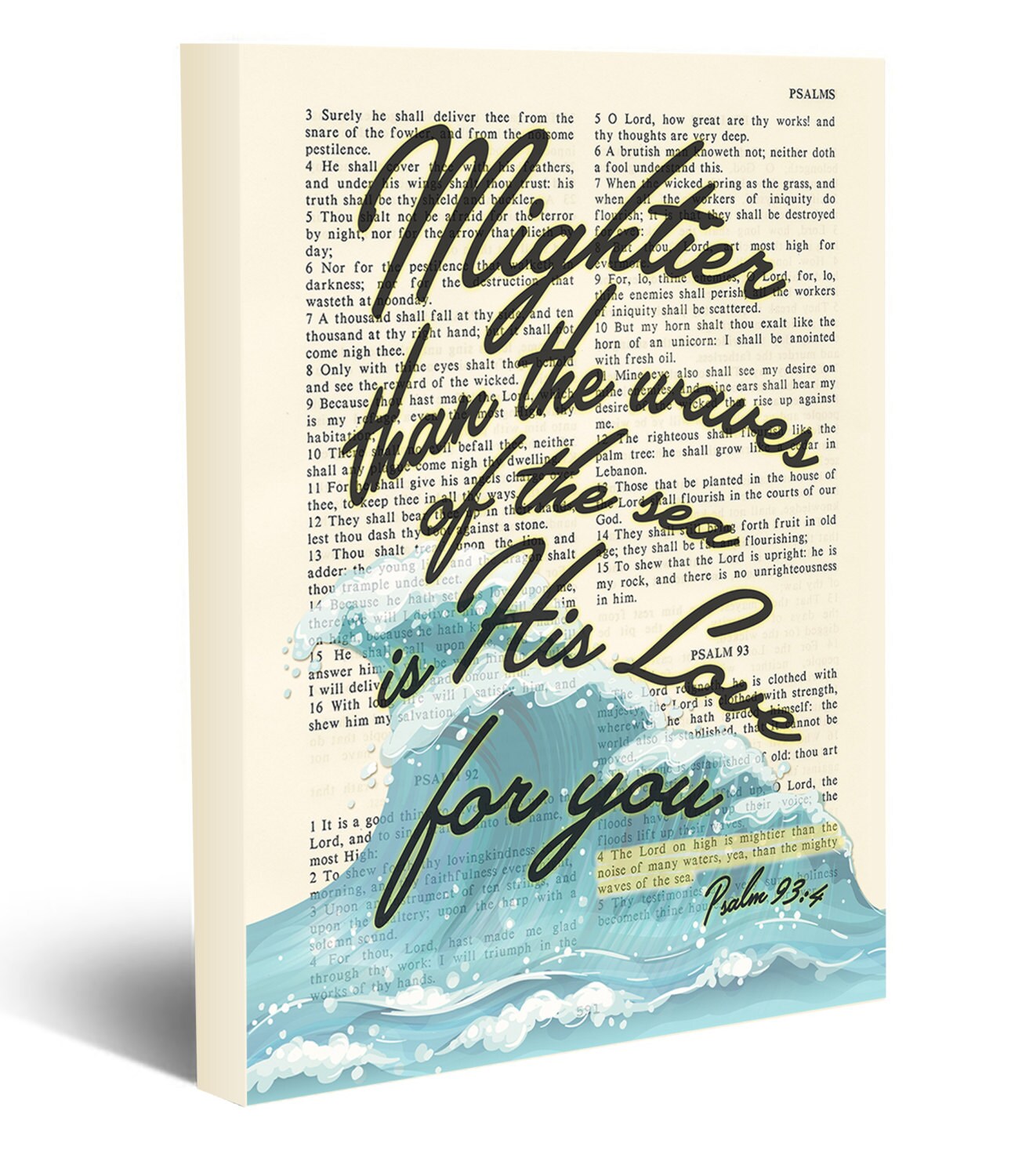 Vintage Bible Page Verse - Mightier Than the Waves of the Sea is His ...