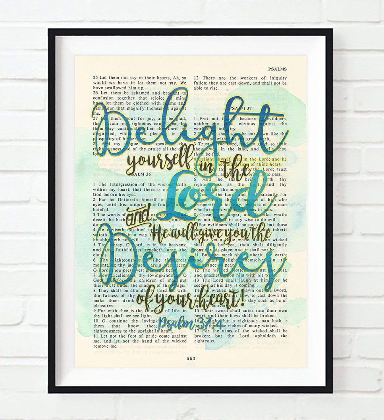 Vintage Bible Page Verse Scripture -delight Yourself in the Lord ...