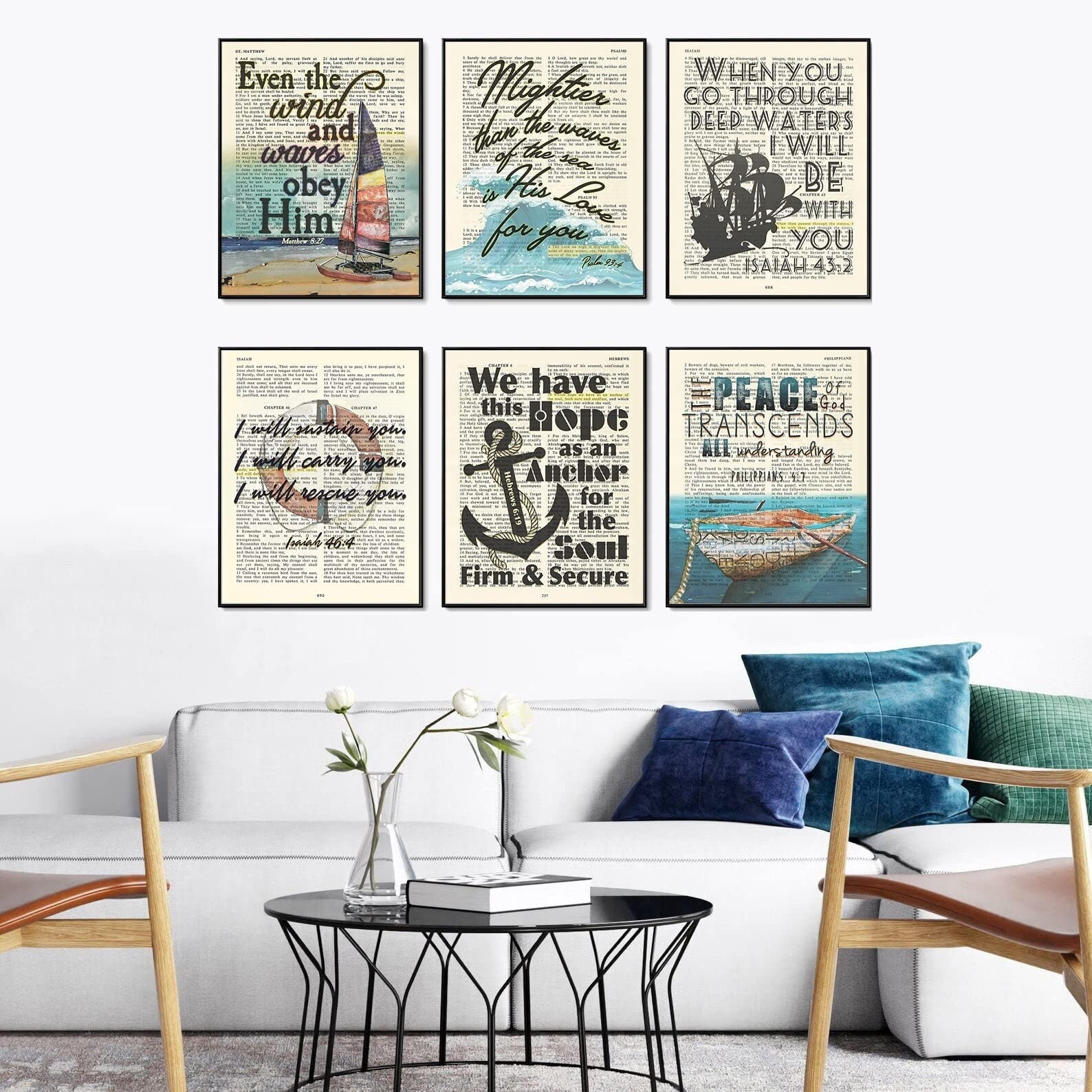 Nautical Bible Verse Art Prints Set of 6 UNFRAMED Christian - Etsy