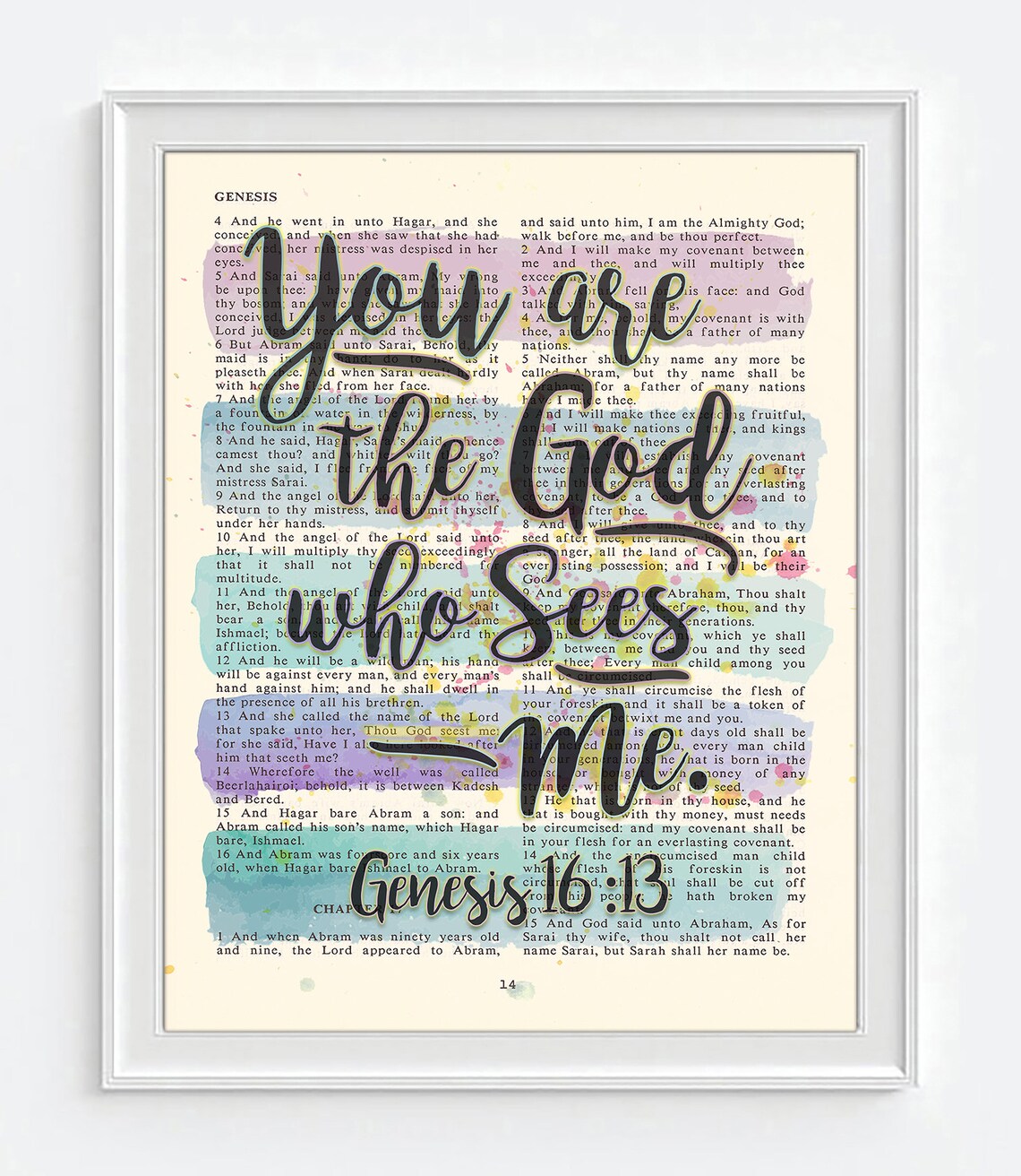 Genesis 16:13 - You Are the God Who Sees Me- Vintage Bible Page ...