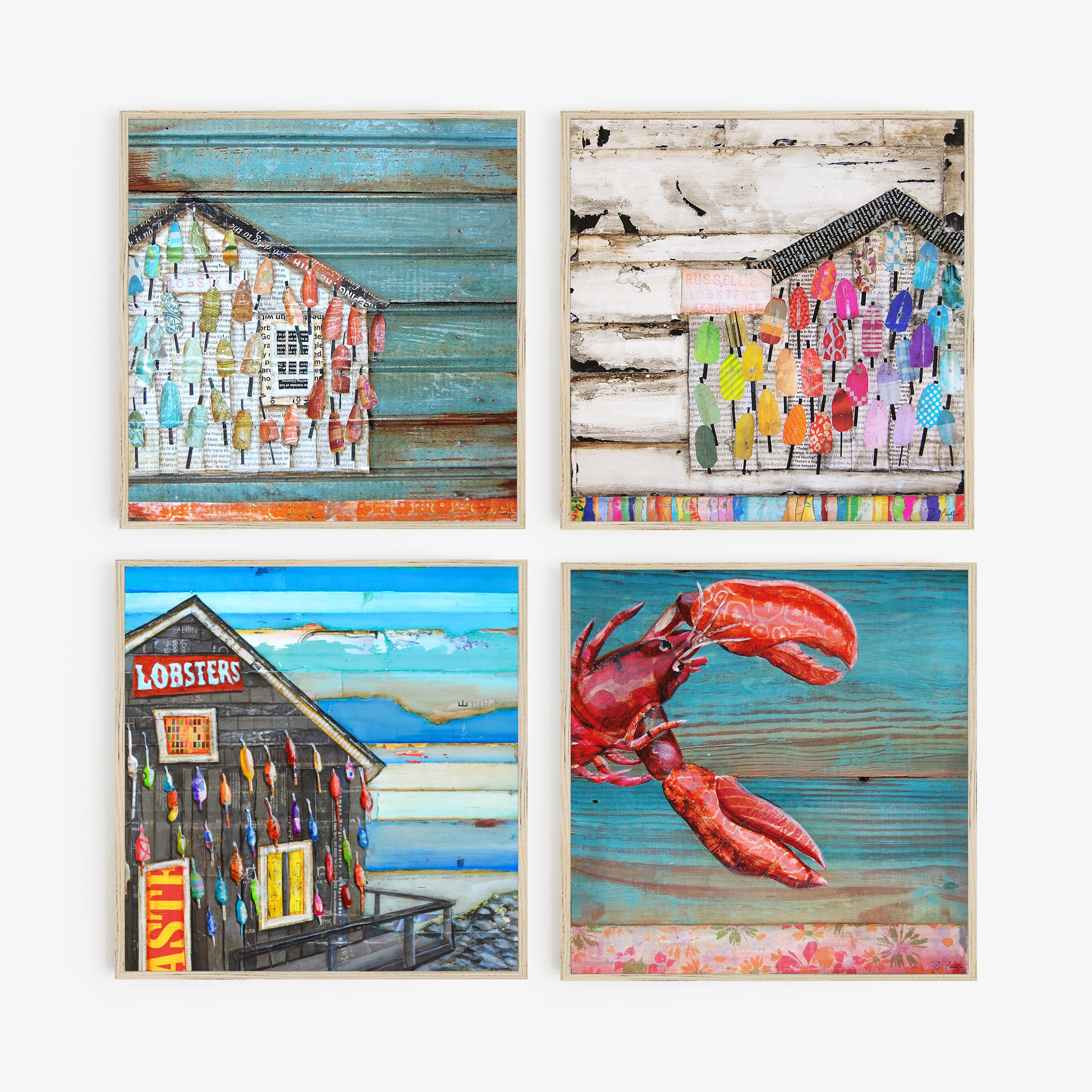 Coastal Lobster Shack Square Danny Phillips Art Prints Set of - Etsy