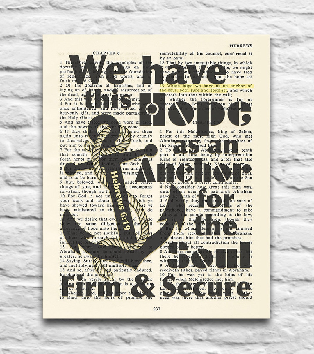 Hebrews 6:19 - We Have This Hope as an Anchor for the Soul- Vintage ...