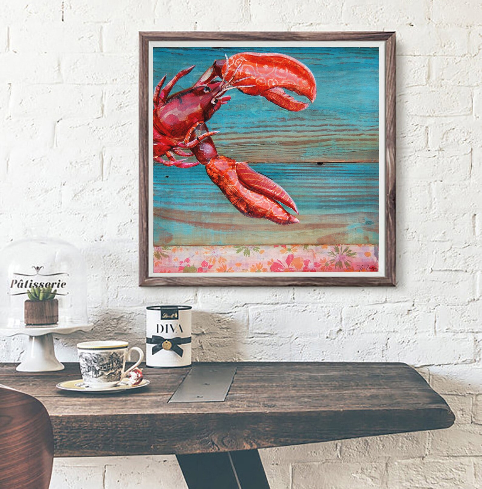 Coastal Lobster Shack Square Danny Phillips Art Prints Set of - Etsy