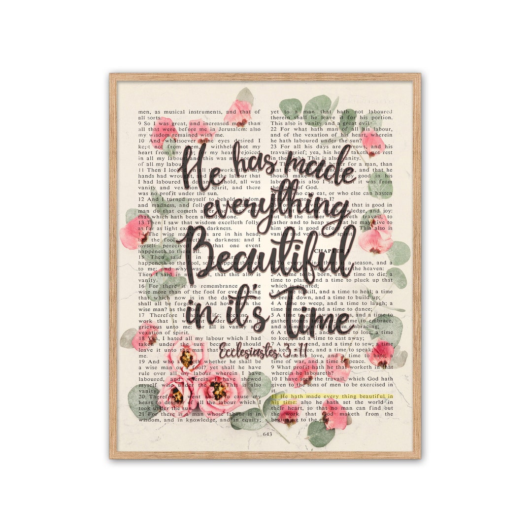 Vintage Bible Page Verse Scripture - He Has Made Everything Beautiful ...