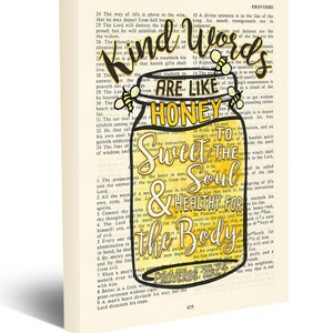 Vintage Bible Page Verse Scripture -kind Words Are Like Honey Sweet to ...