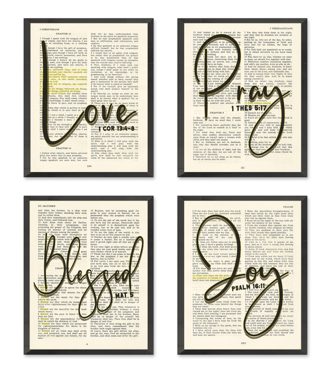 One Word Bible Verse Art Prints,set of 4,UNFRAMED, Christian Gift, 1 ...