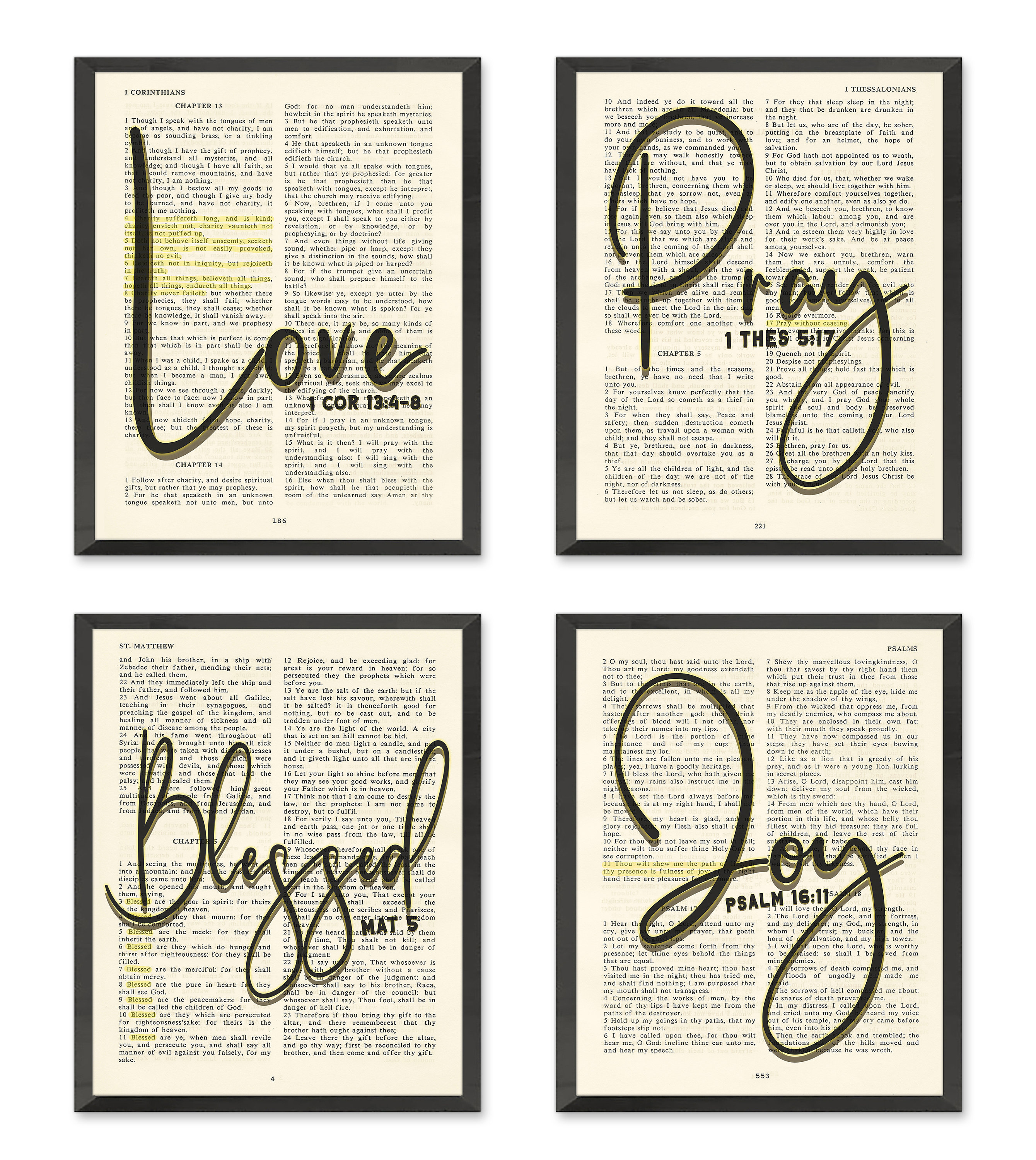 One Word Bible Verse Art Printsset of 4UNFRAMED Christian | Etsy